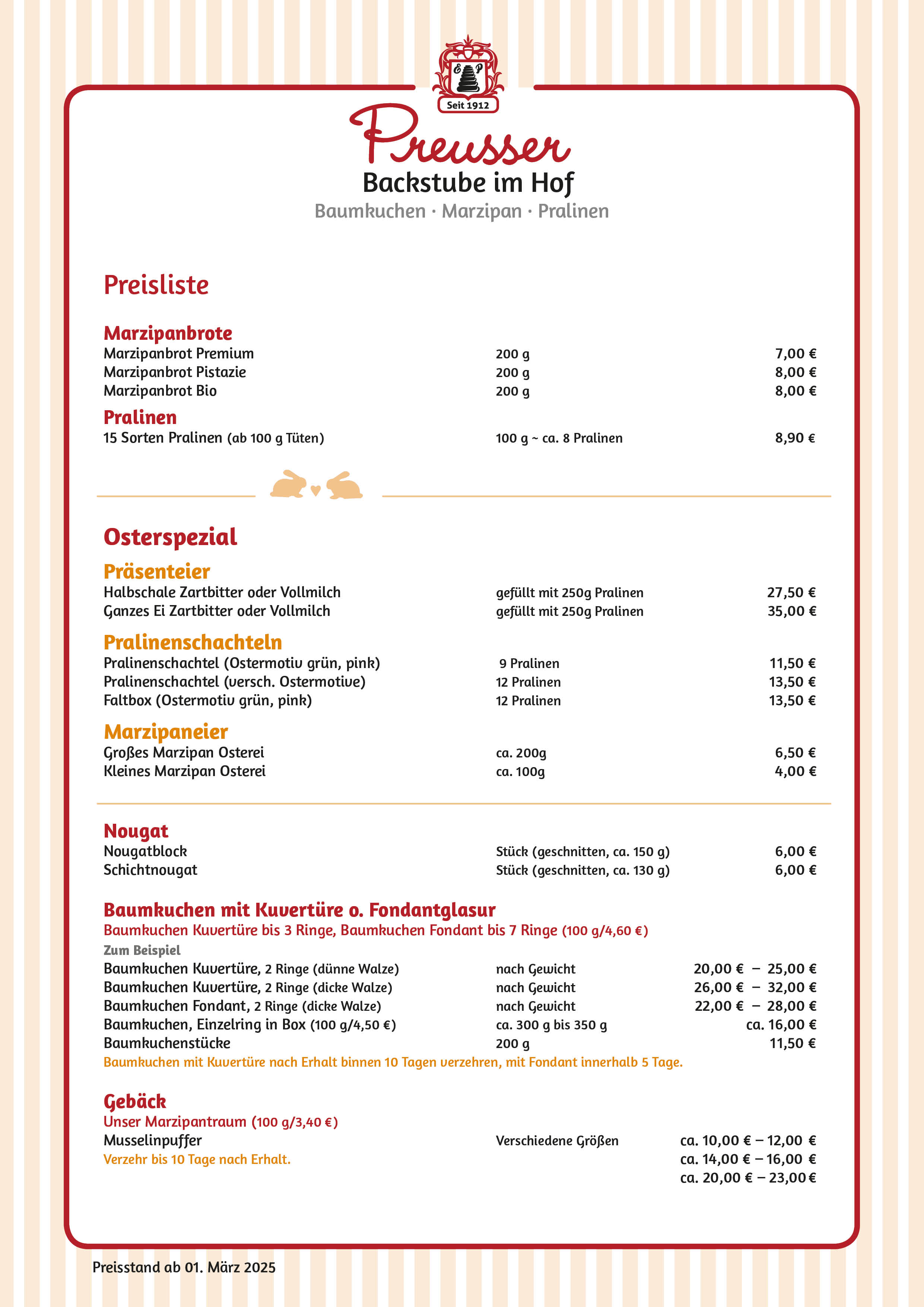 Preisliste · Preusser